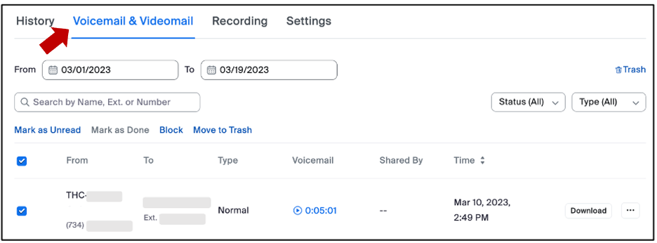 Checking Voicemail / ITS Documentation